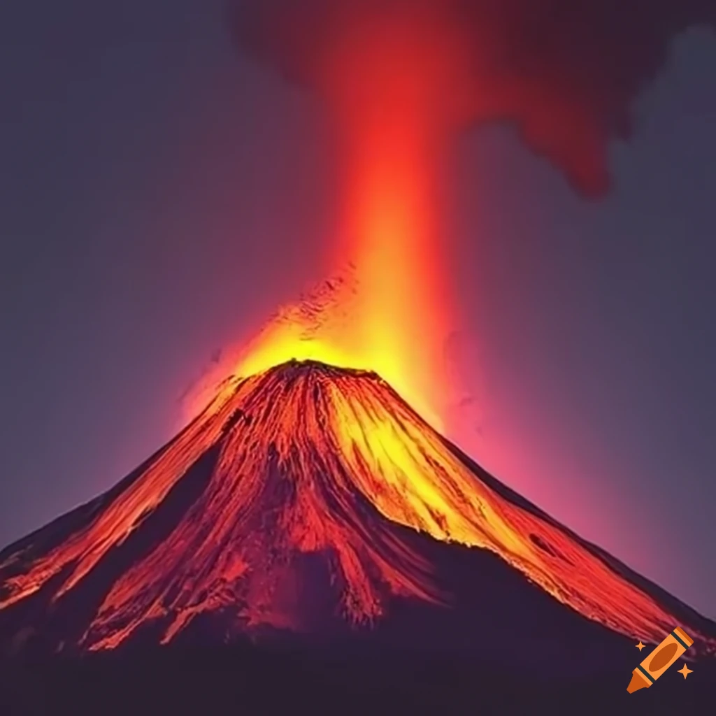 Volcano of red color on Craiyon