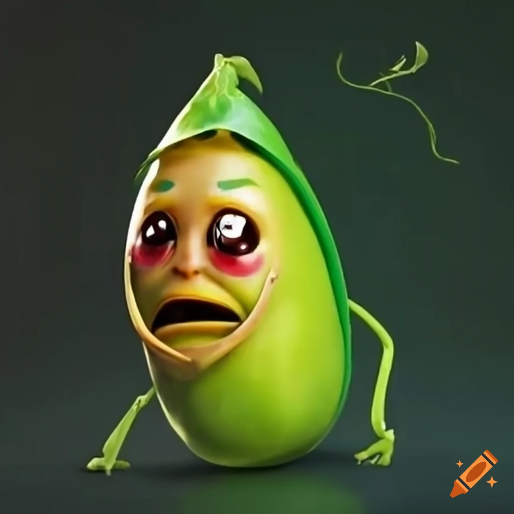 Dancing pea with an expressive smile on Craiyon