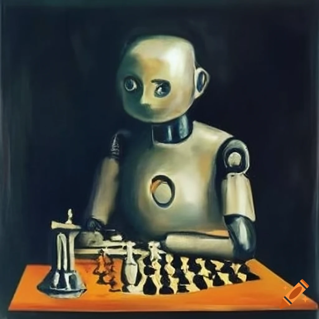 Matisse's painting of a humanoid robot playing chess on Craiyon