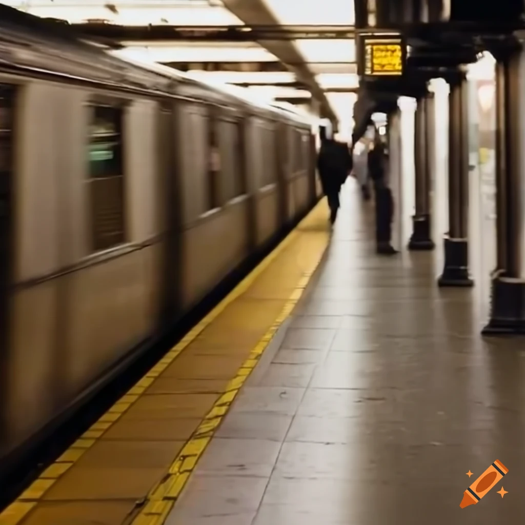 Vibrant morning commute at a bustling subway station on Craiyon