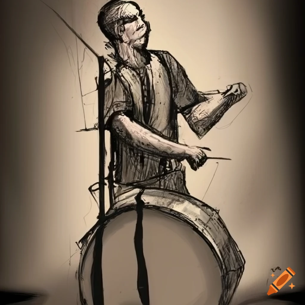 Rough sketch of a drummer on Craiyon