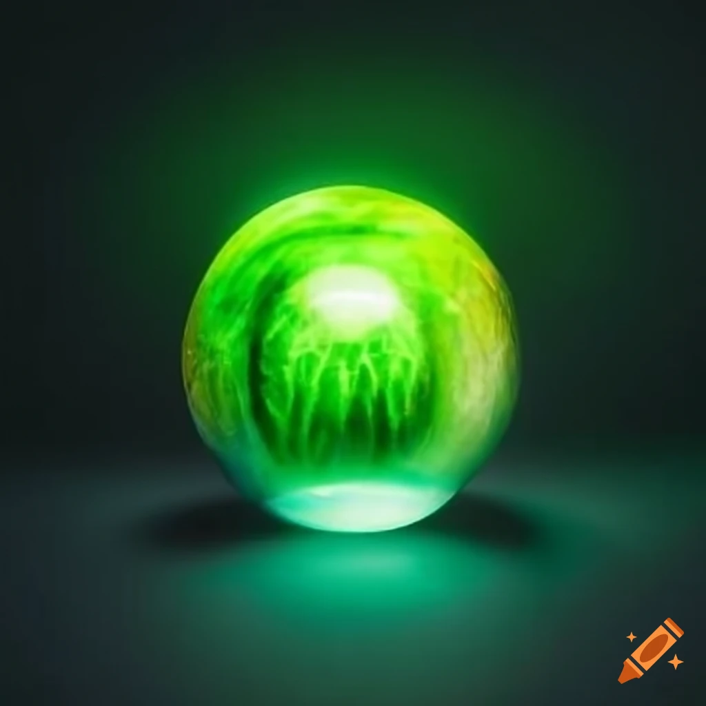 Glowing evil green tiger's eye marble on Craiyon