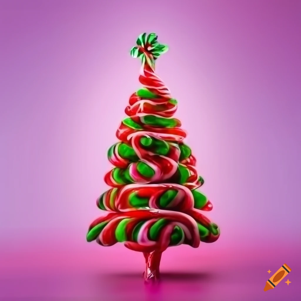 Christmas tree made of candy on white background on Craiyon