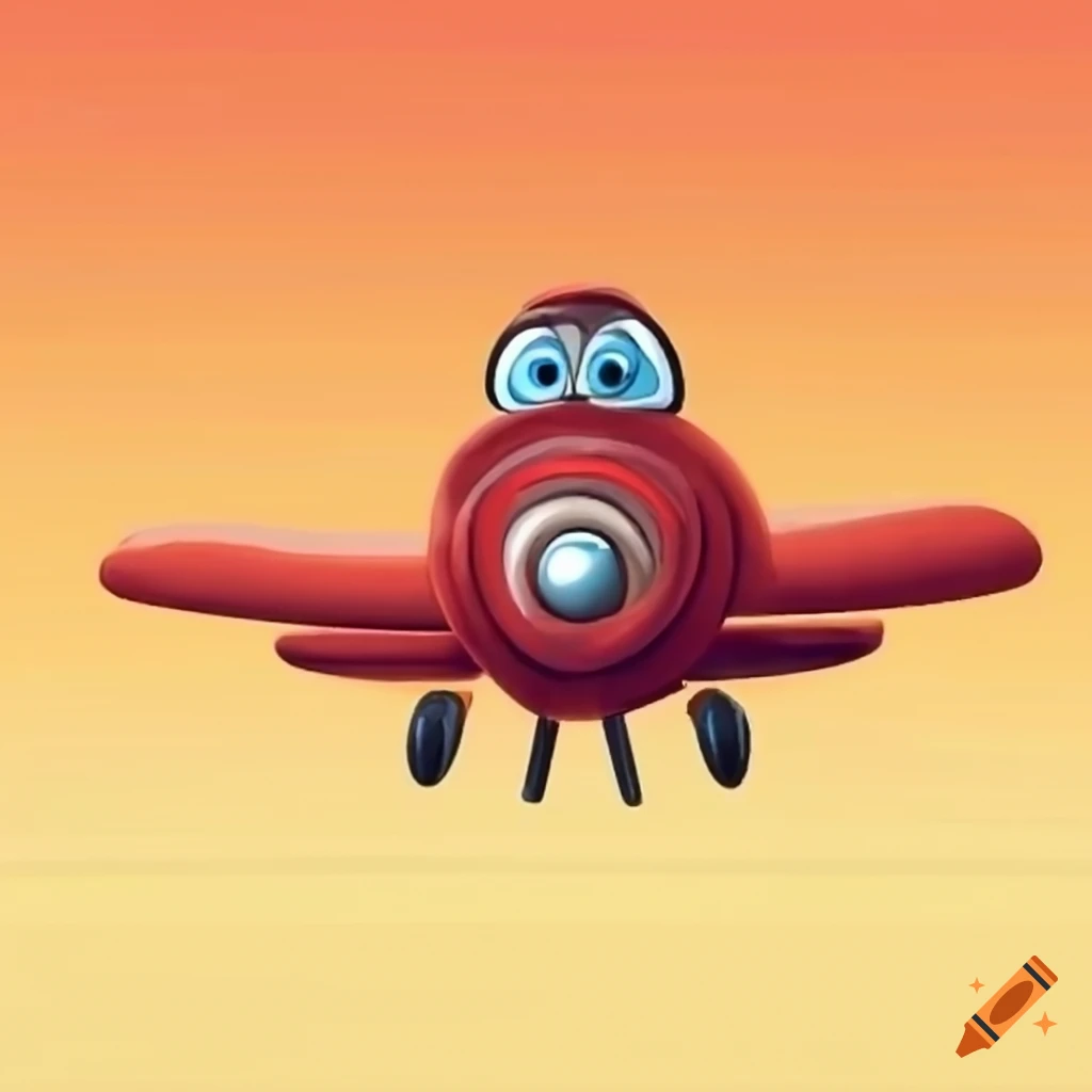 Cartoon plane character on Craiyon