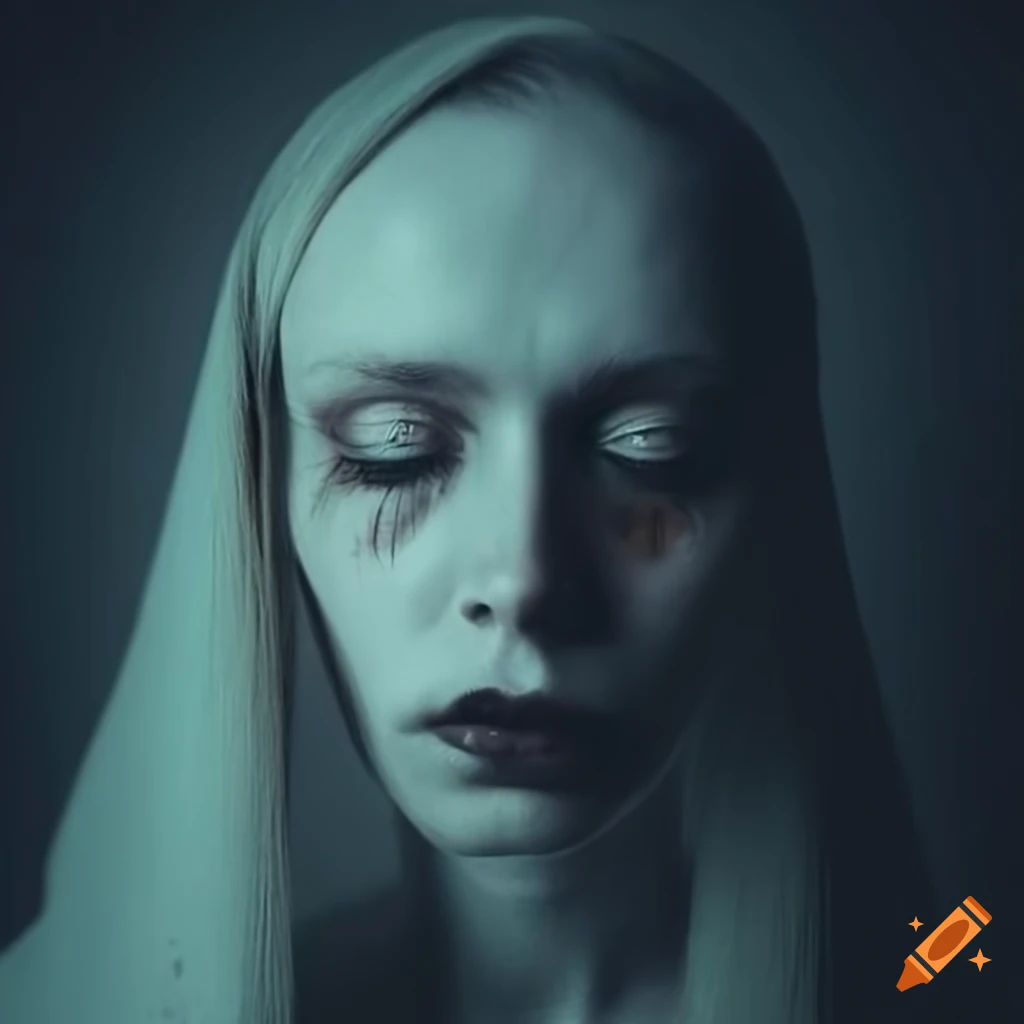 Eerie haunting portrait of a person in Nordic folklore with detailed ...