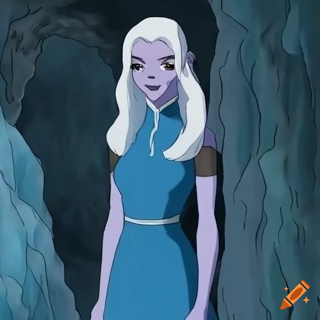 Anya taylor-joy as white-haired, dark-blue-skinned drow girl in an ice ...