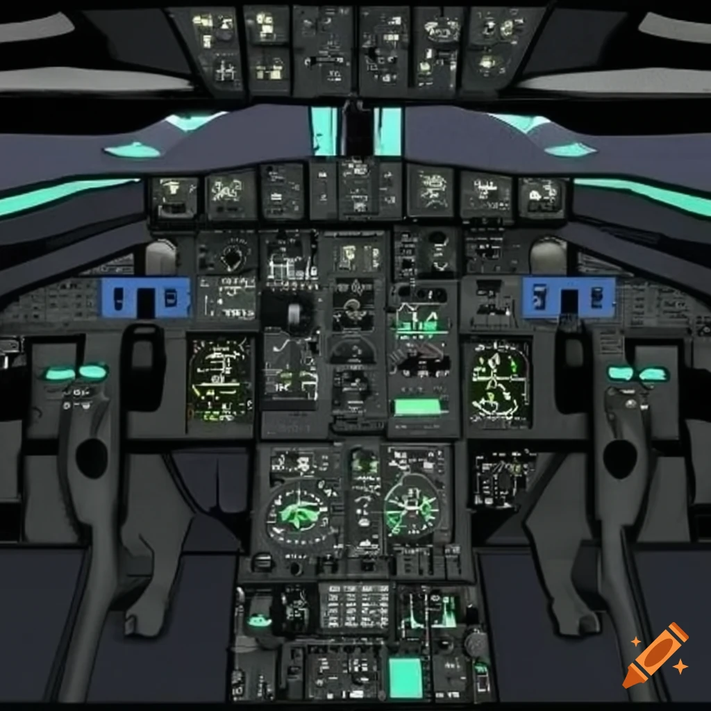 Aircraft cockpit with flight indicators in autocad style on Craiyon