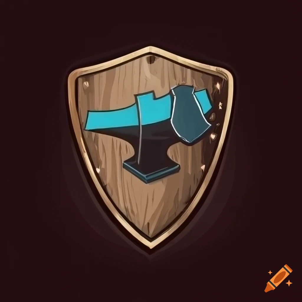 Classy shield design with intricate symbol and anvil on Craiyon