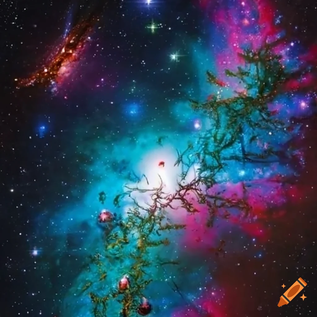 Giant christmas tree in space on Craiyon
