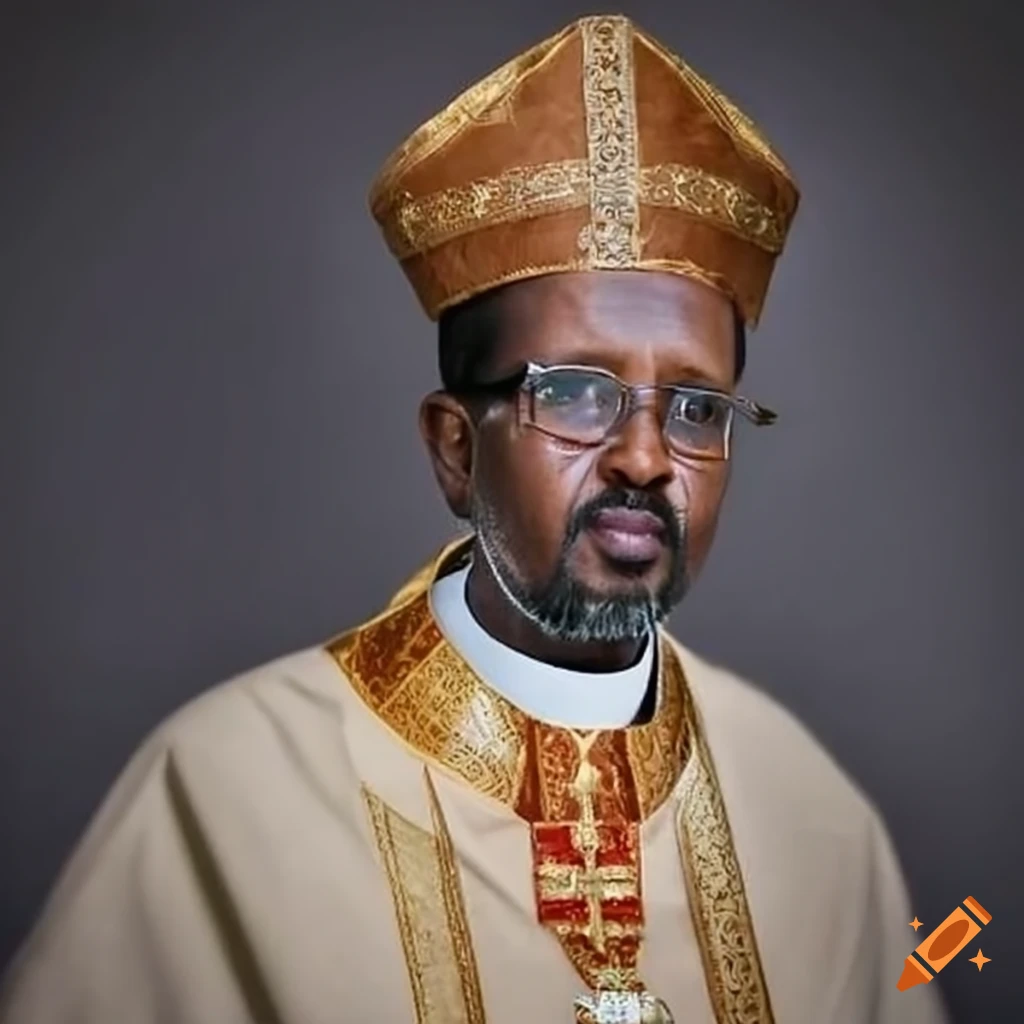 Hassan sheikh mohamud as a catholic priest on Craiyon