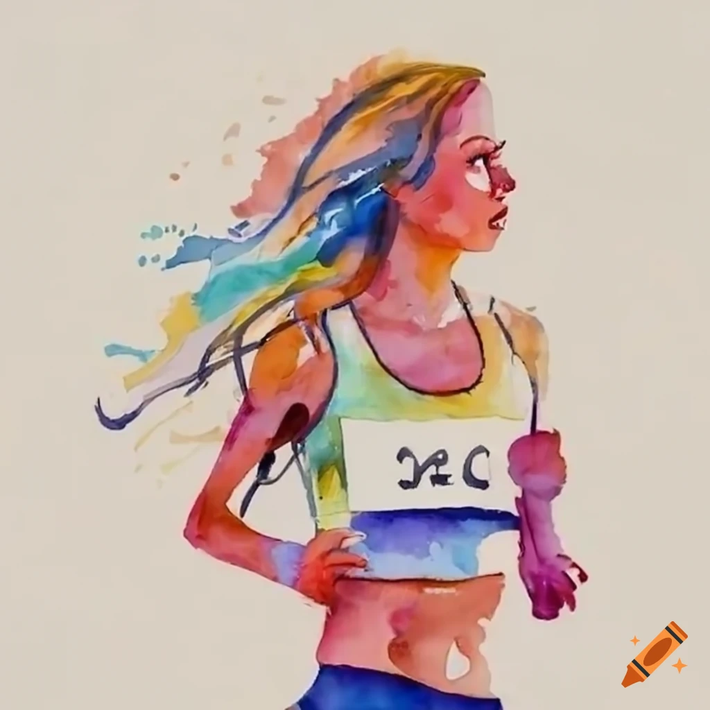 Blonde girl running fast on Craiyon