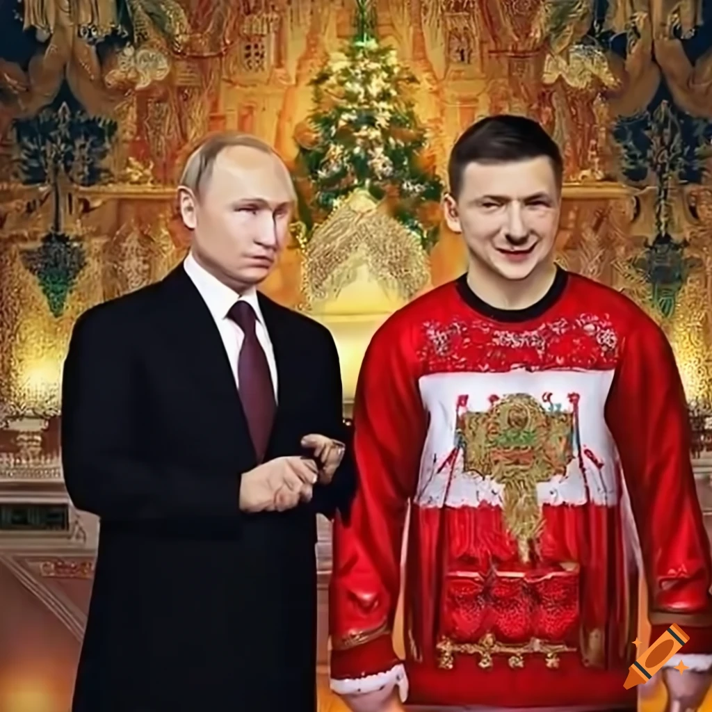 Realistic christmas meme of vladimir putin and volodymyr zelensky ...