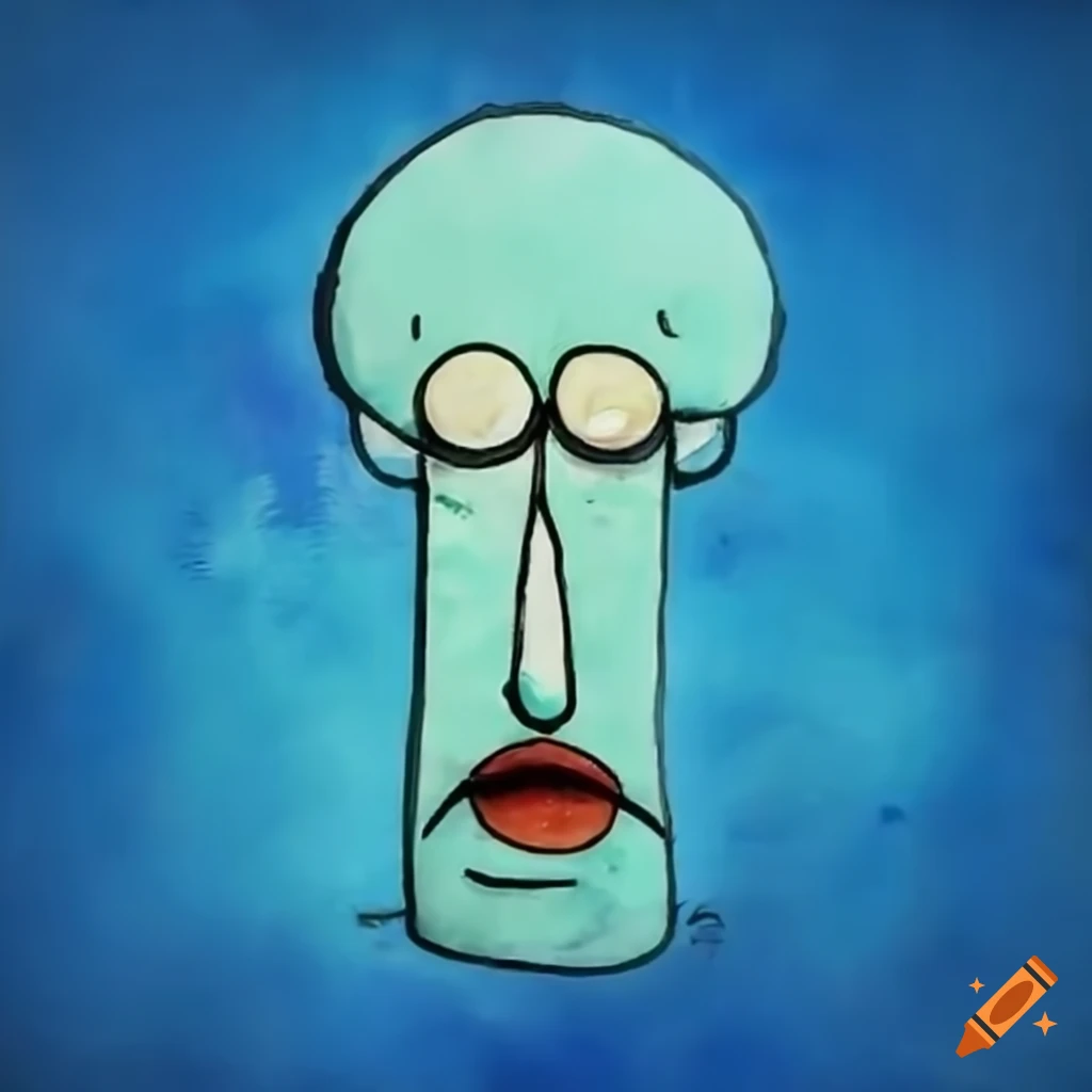 Squidward as a muppet with cheetoh dust on Craiyon