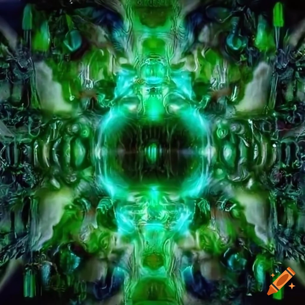 Chaos god of green consciousness cybernetic on Craiyon