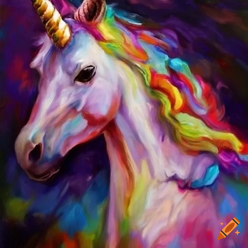 Unicorn oil painting on Craiyon