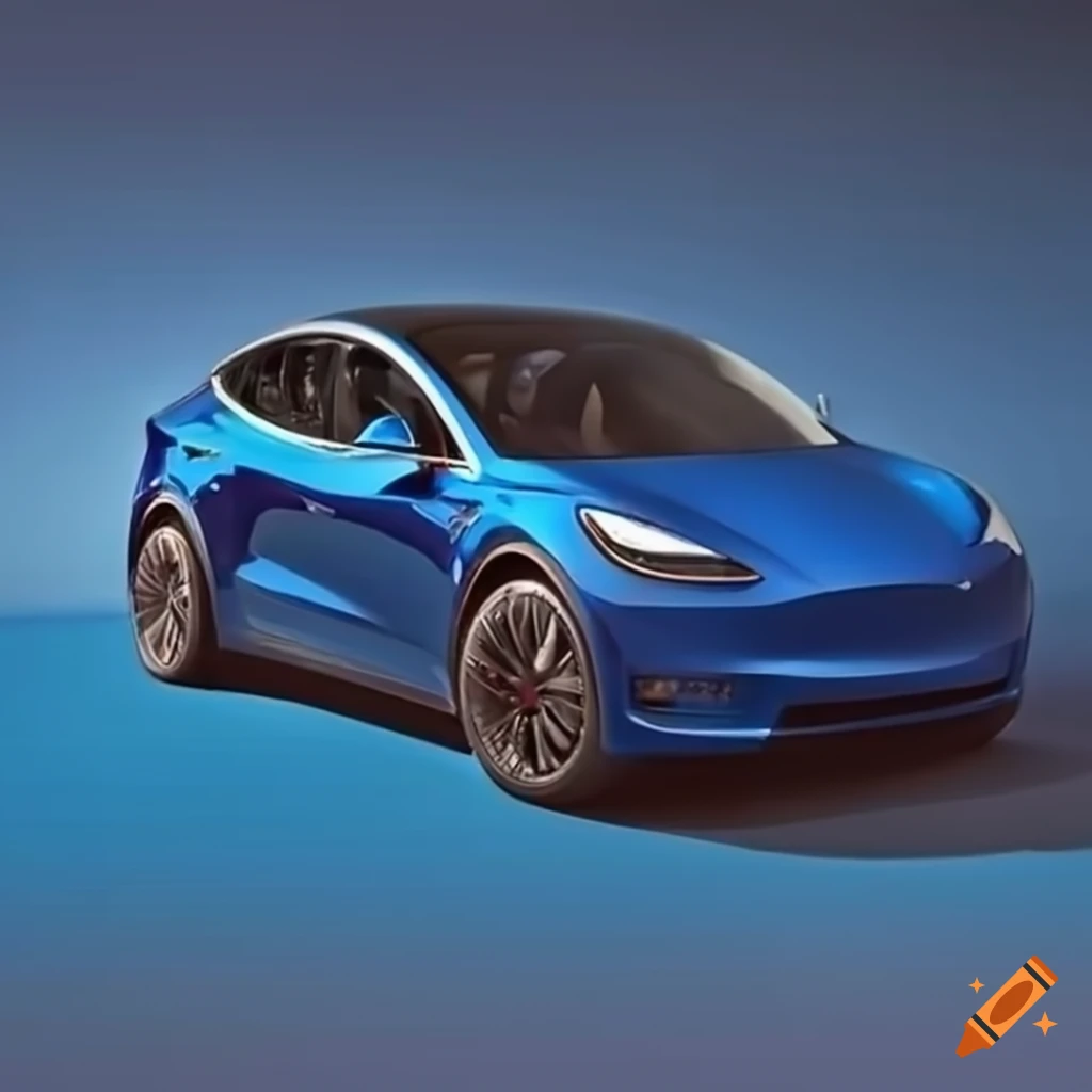 Blue tesla model y on Craiyon