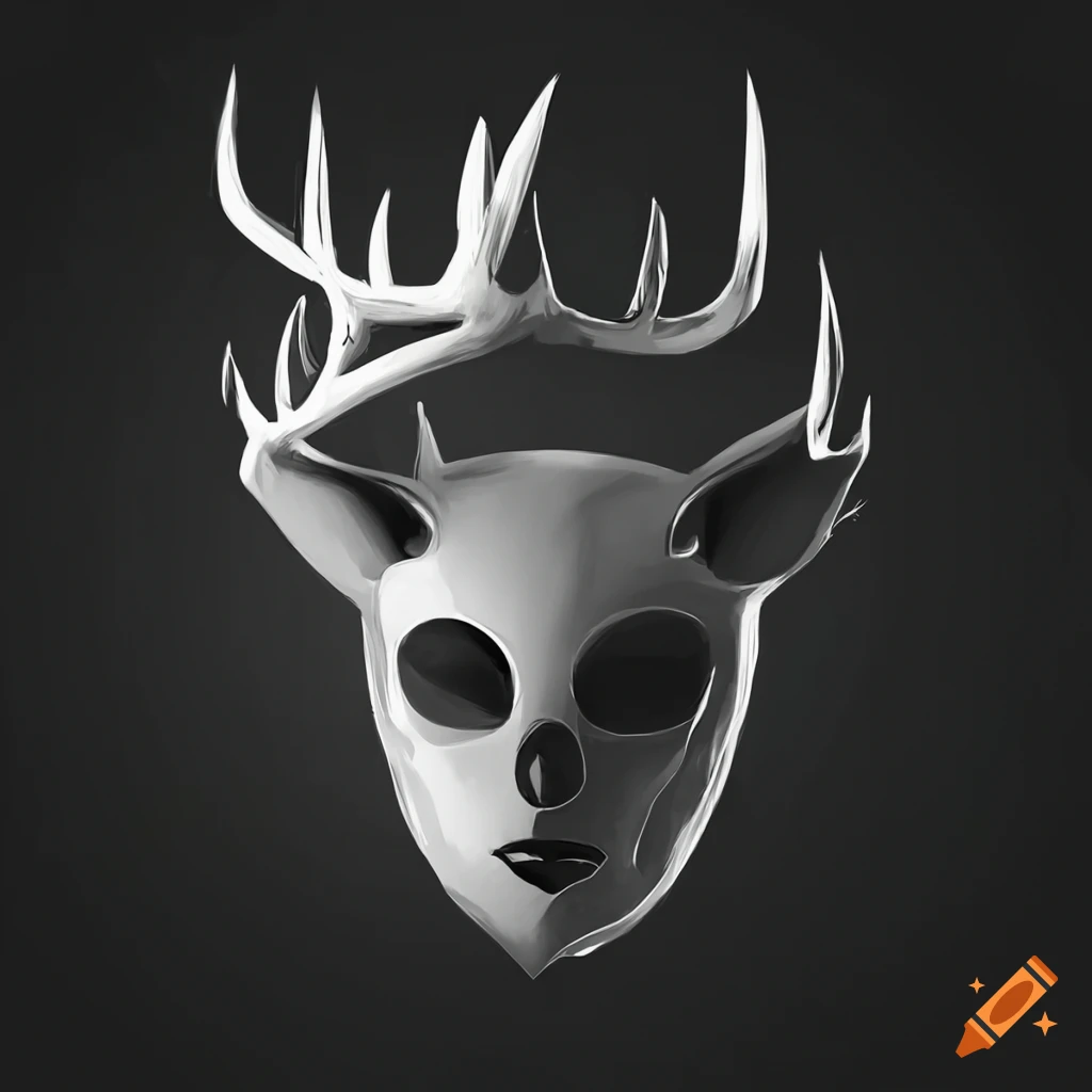 Futuristic black and white sketch of a deer in an alien-like design on ...