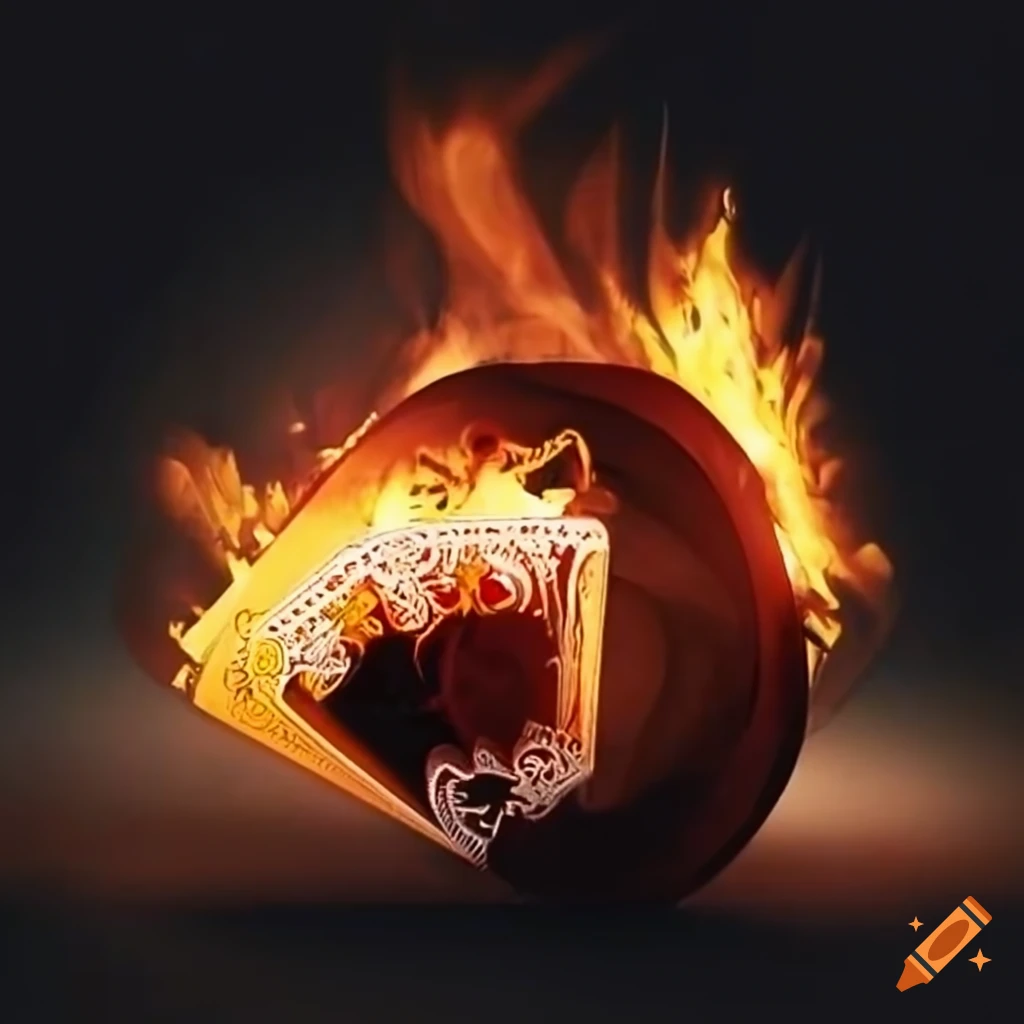 Falling and burning playing cards on Craiyon