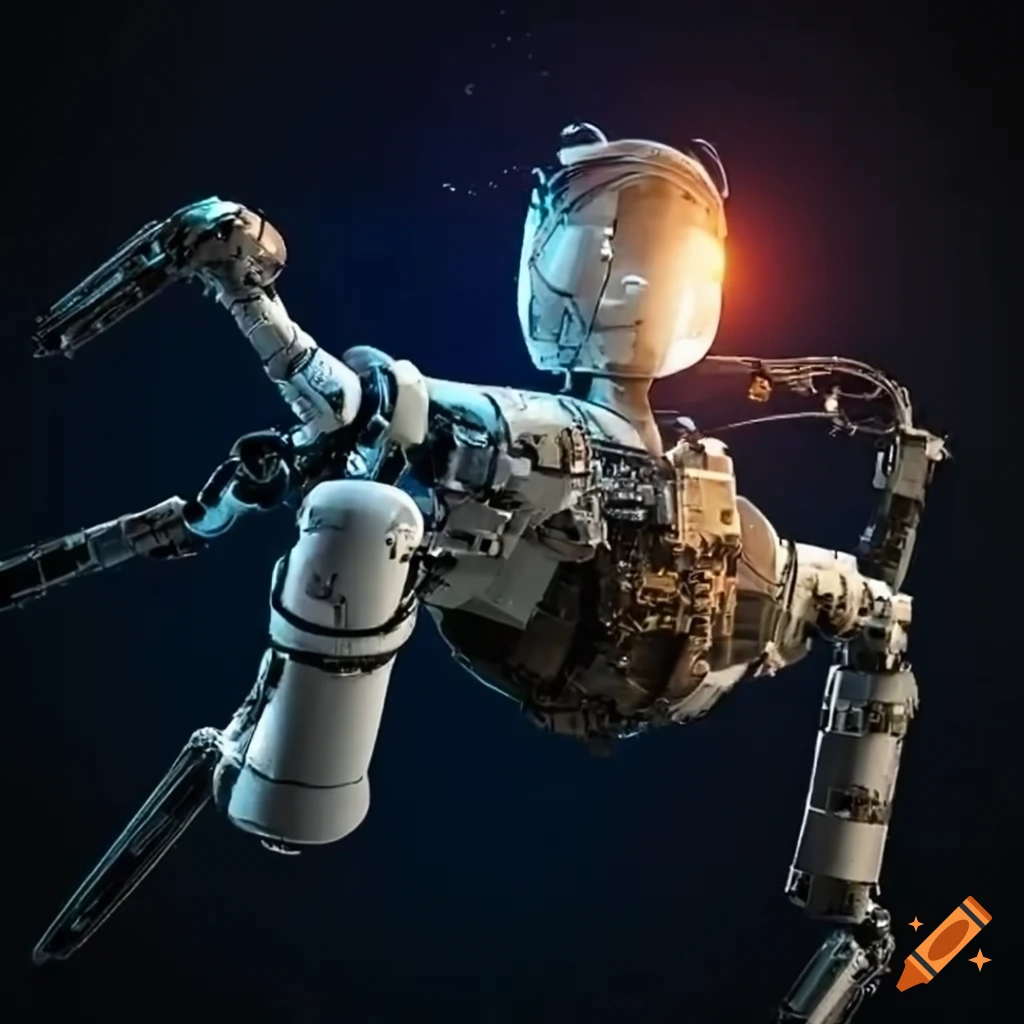 Robotic repair and maintenance in space on Craiyon