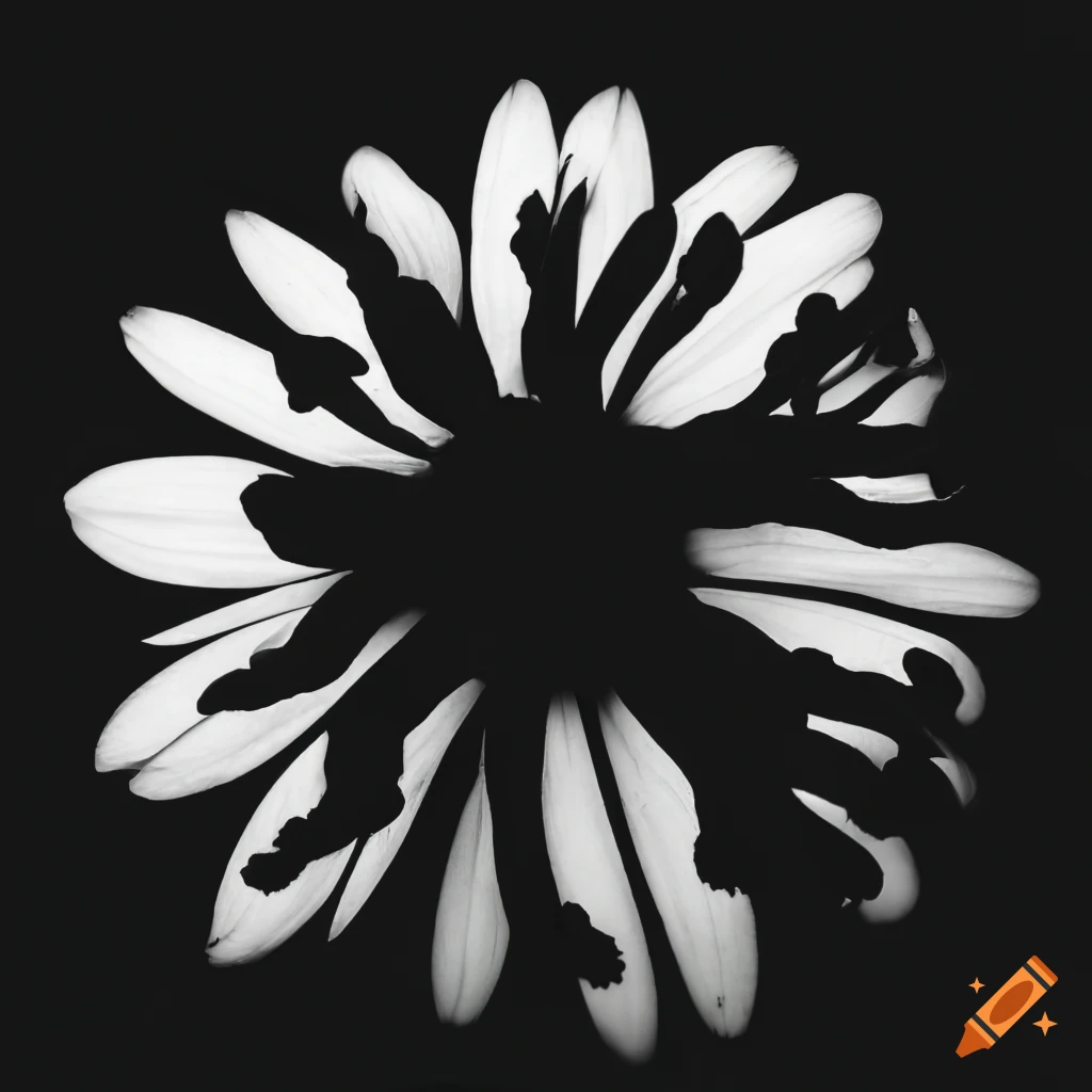 Monochrome flowers depicting sadness on Craiyon