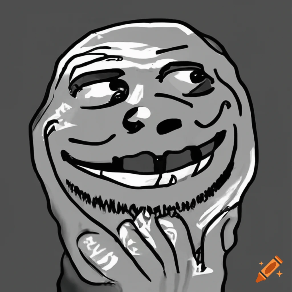 Funny meme with a troll monkey face on Craiyon