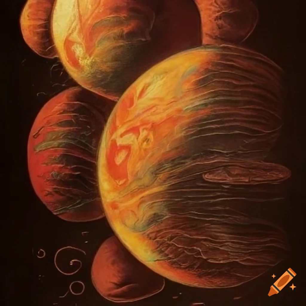 Vintage scientific illustration of gravity in the 70s on Craiyon