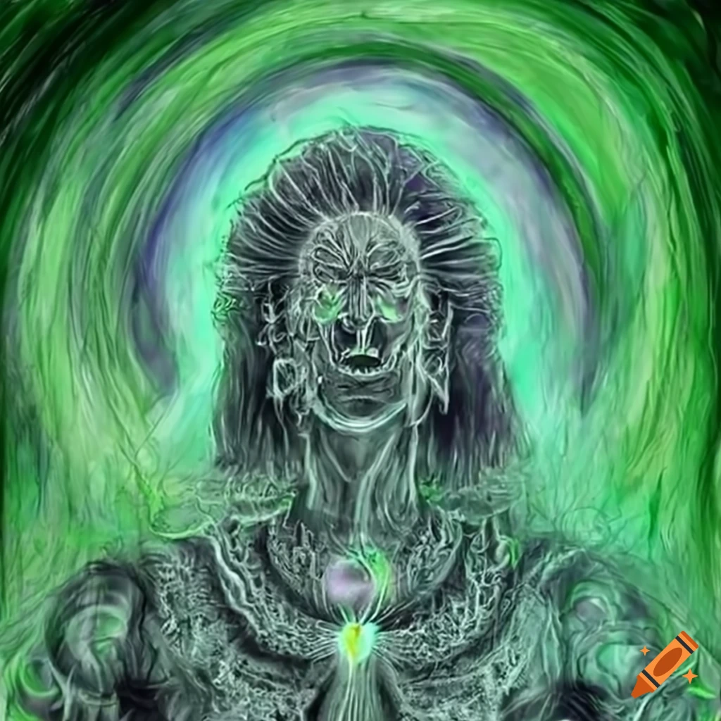 Chaos god of green consciousness aura on Craiyon