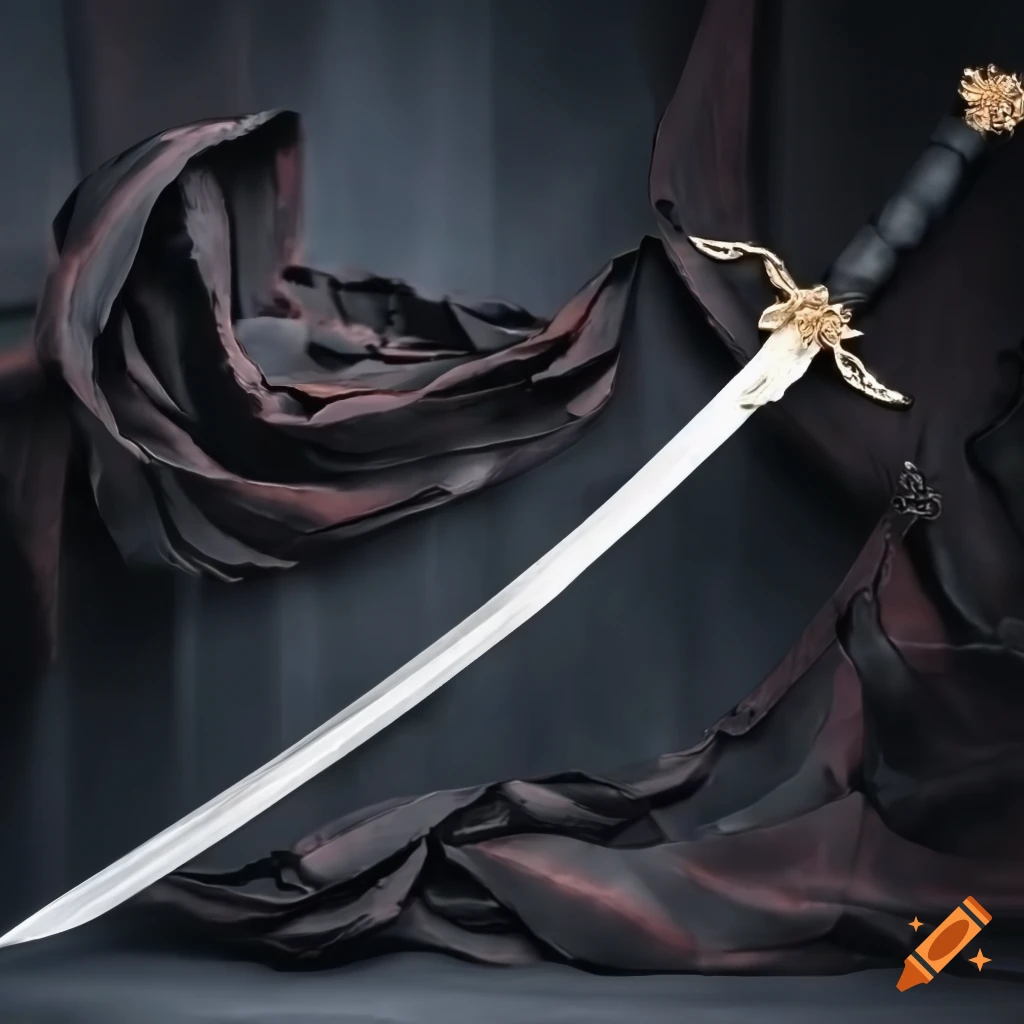 Elaborate black rose sword, shiny and realistic on Craiyon