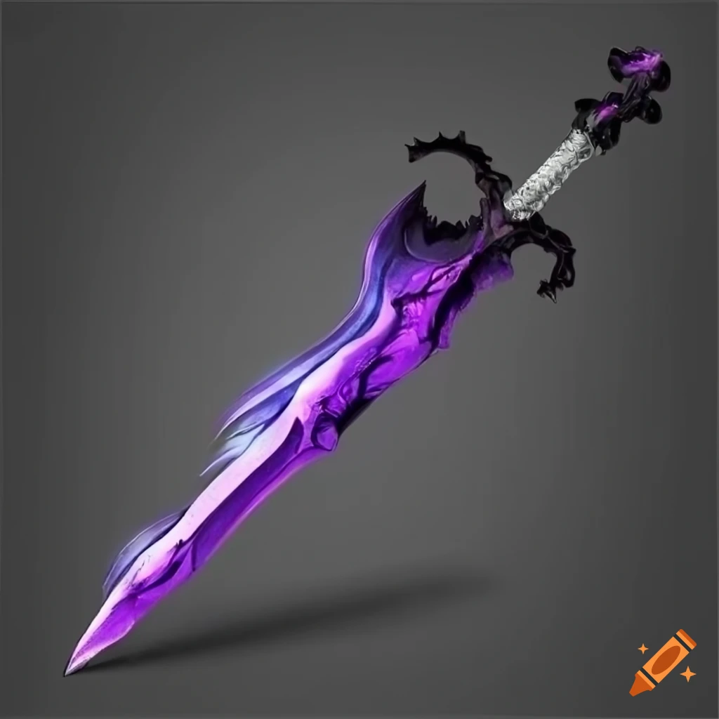 Black and powerful sword with purple particles on Craiyon