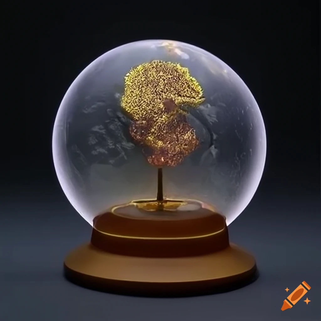 Magic device with a sphere containing translucent fantasy scenes on Craiyon