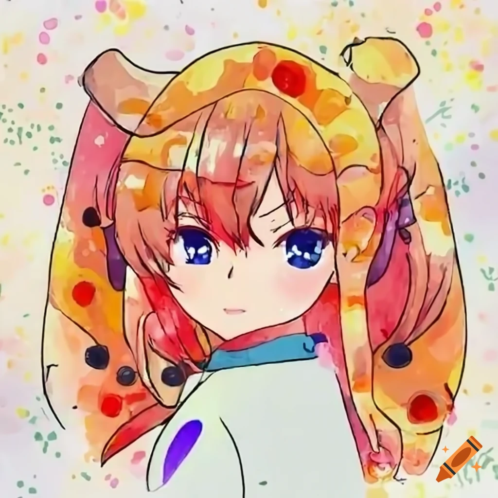 Anime waifu with swiss cheese on Craiyon