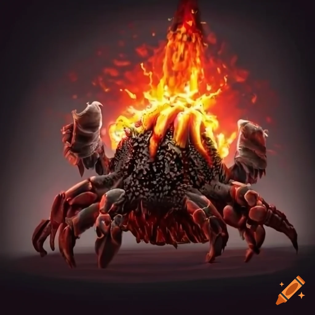 Fantasy monster volcano crab on Craiyon