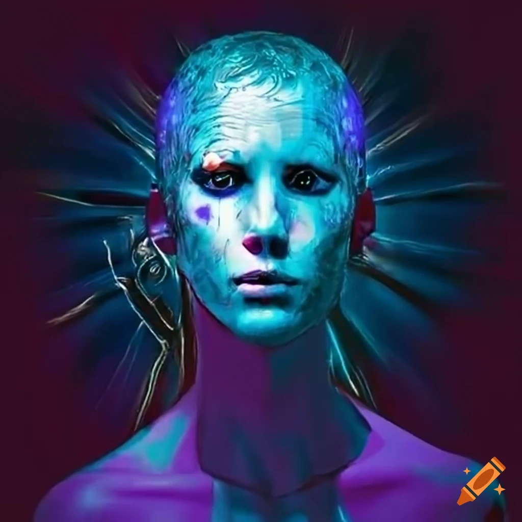 Digital cyber vhs player with human face, digital art on Craiyon