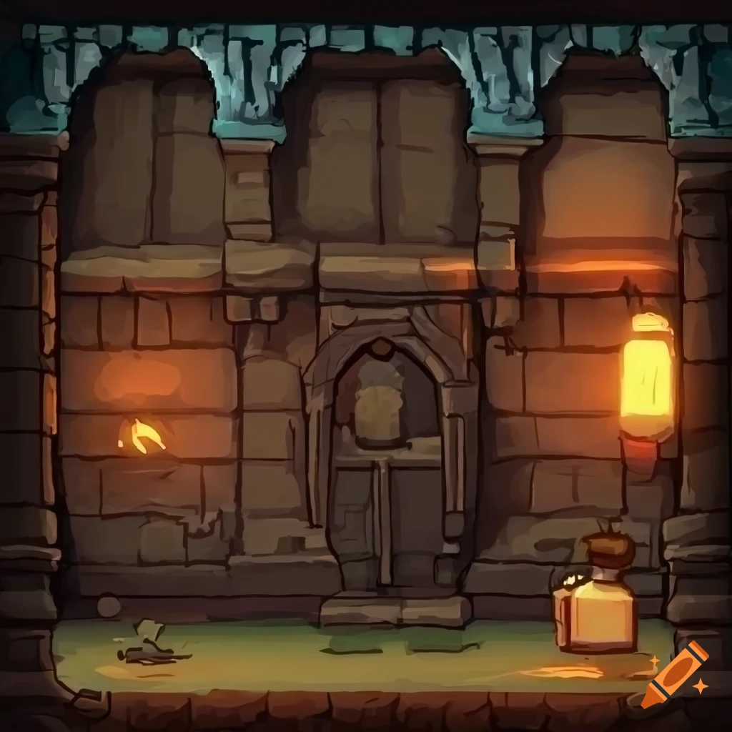 Game scene in dungeon rpg style for point and click game on Craiyon