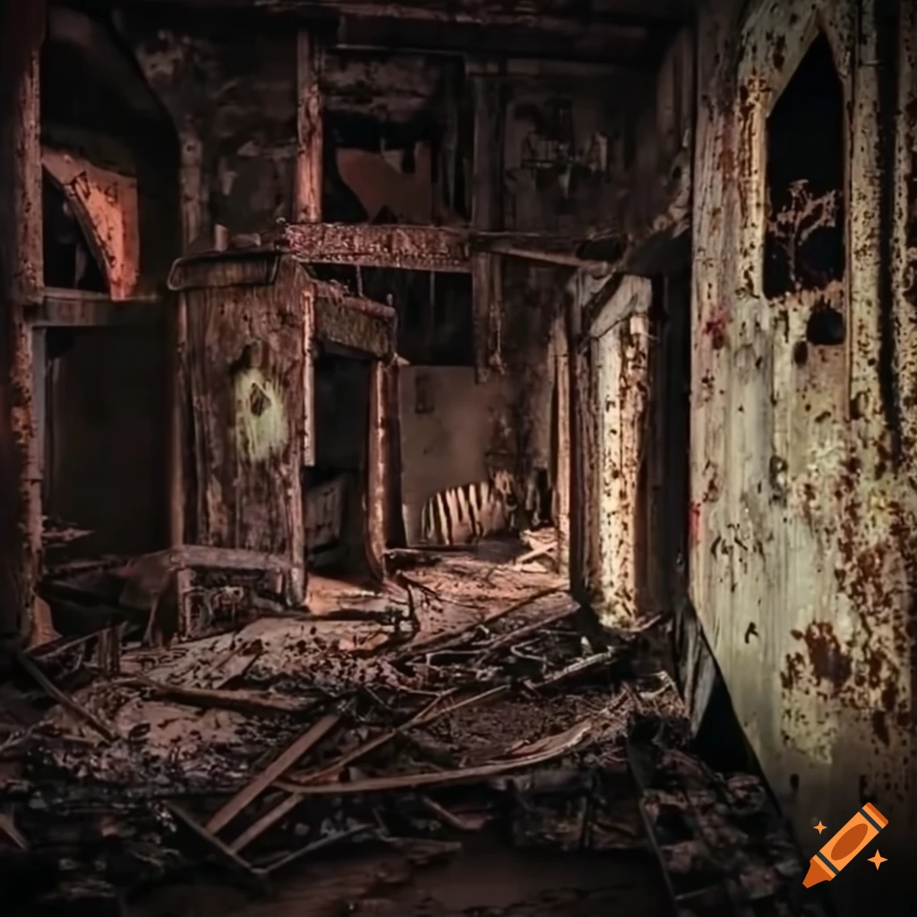 Rusty abandoned underground workshop on Craiyon