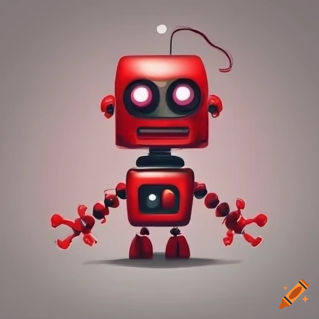 Cute red robot on Craiyon