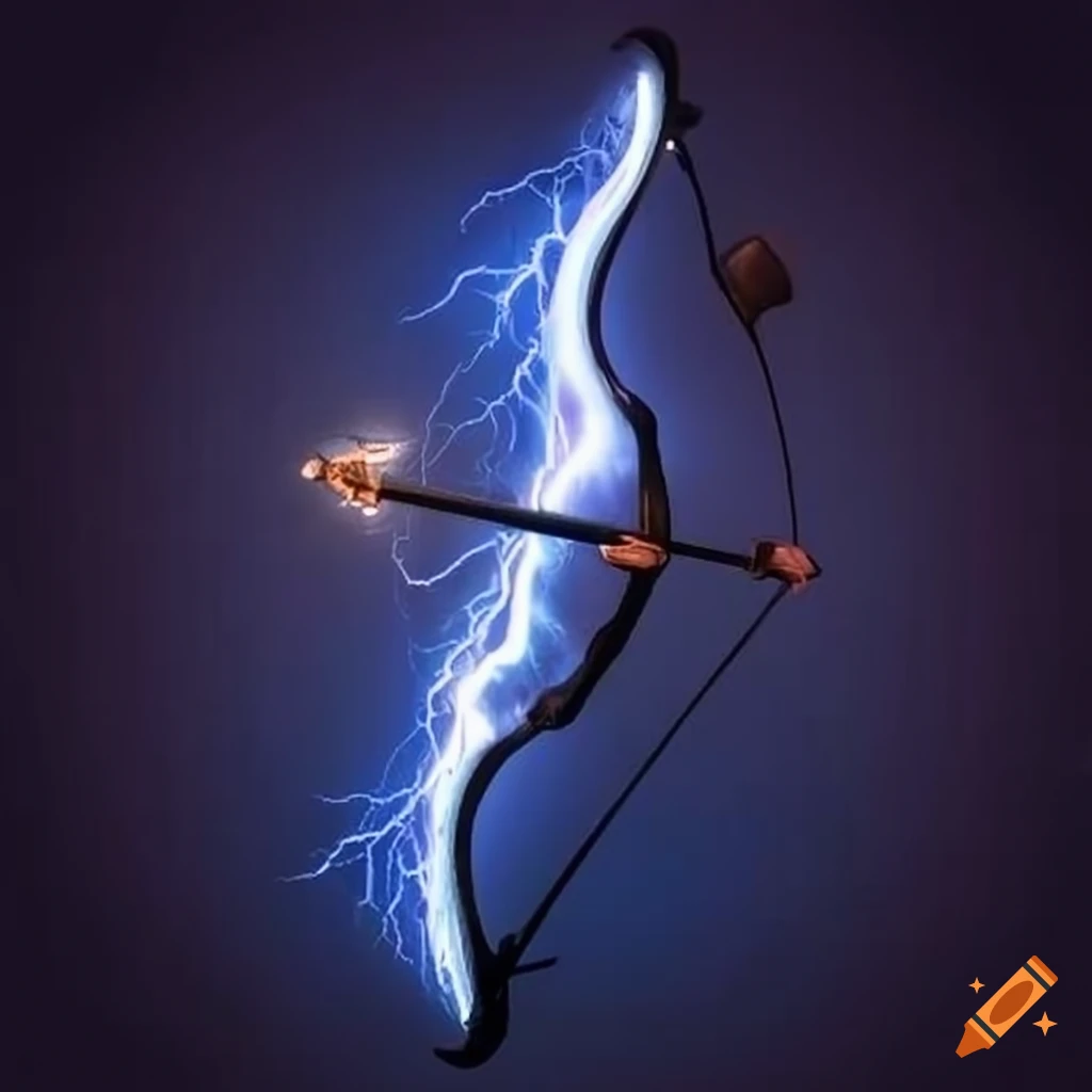 Bow and arrow engulfed in lightning on Craiyon