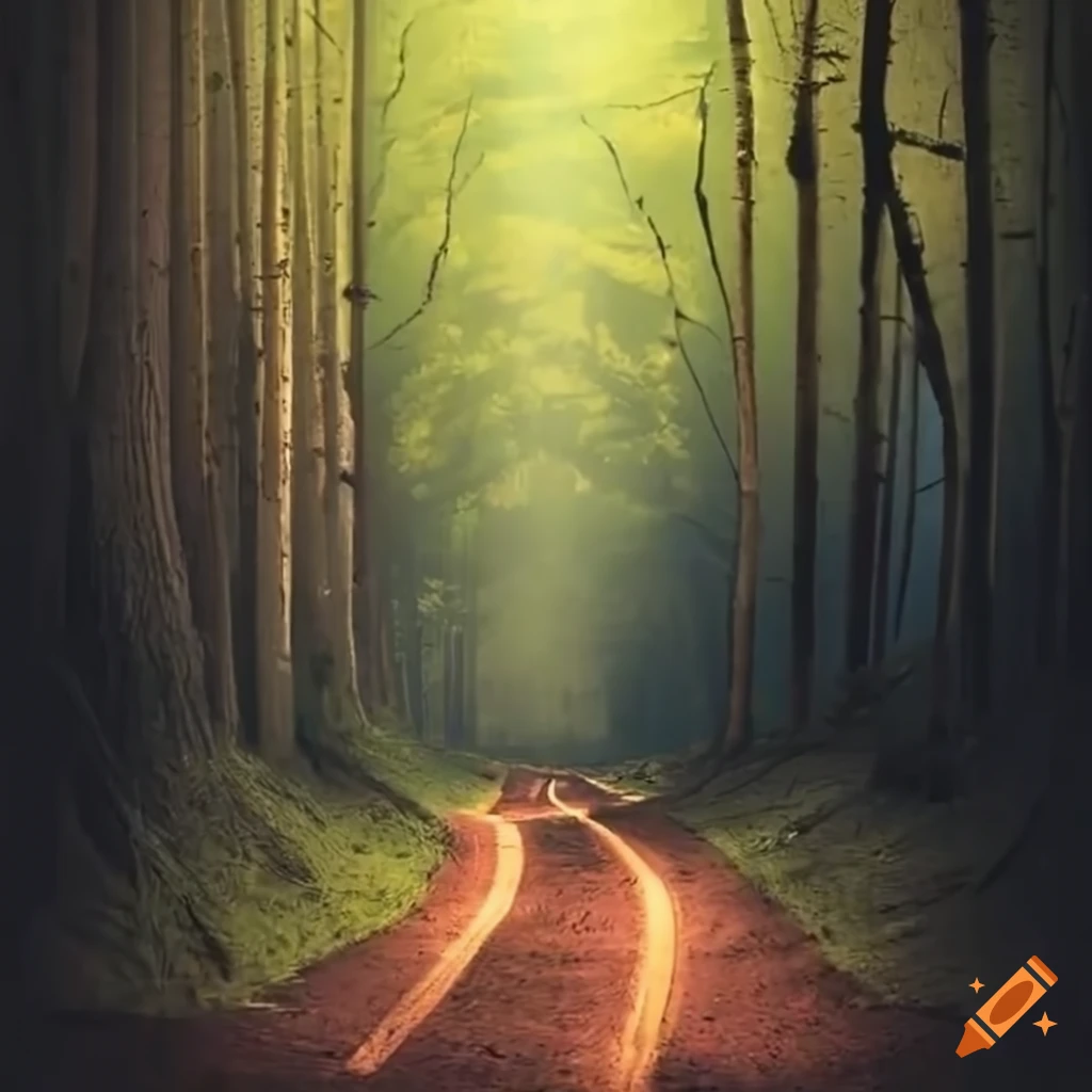 Mud road in a forest on Craiyon