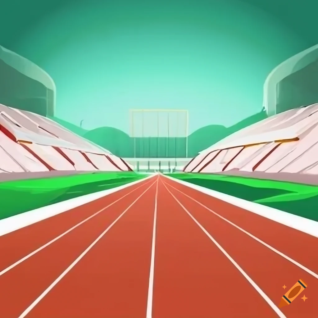 Cartoon athletic track in a stadium on Craiyon