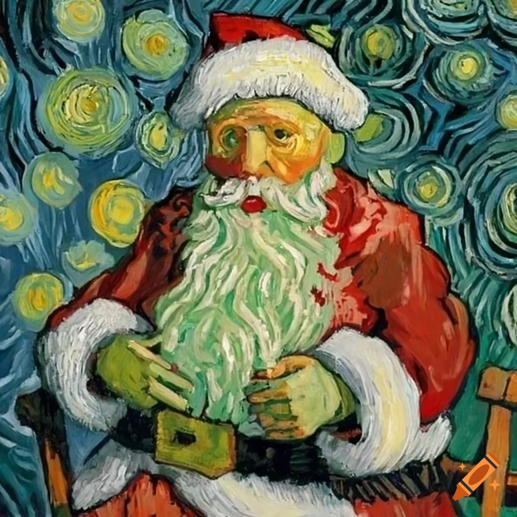 Santa claus in the style of vincent van gogh on Craiyon