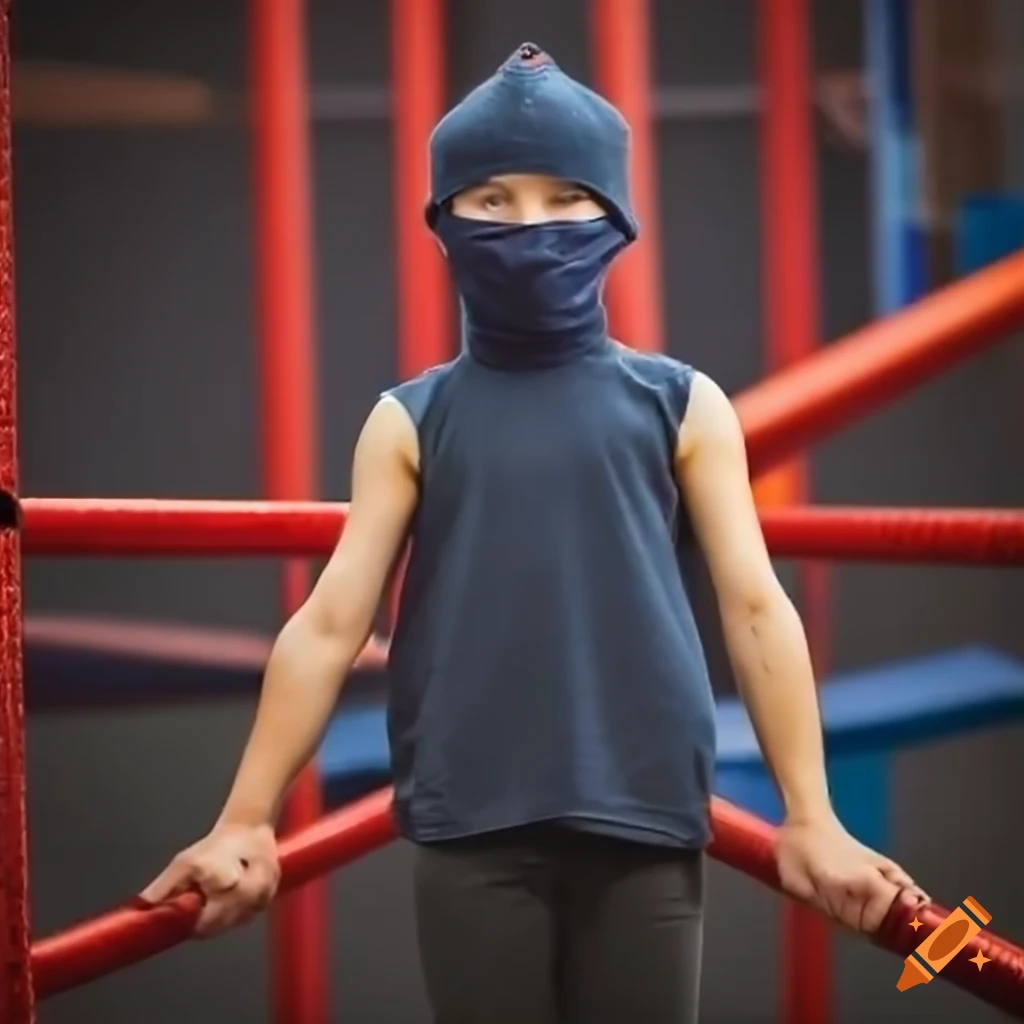 Young ninja warrior in ninja parcour on Craiyon