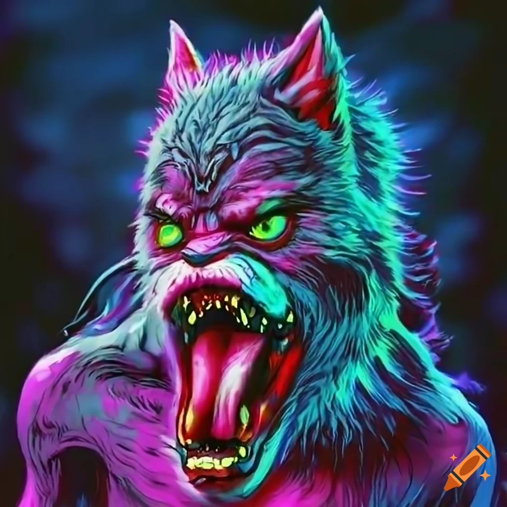 Lsd werewolf, lsd vivid, arcade game outrun on Craiyon