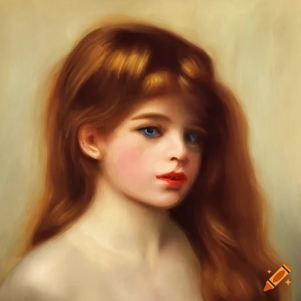 Woman with long fluffy hair inspired by renoir on Craiyon