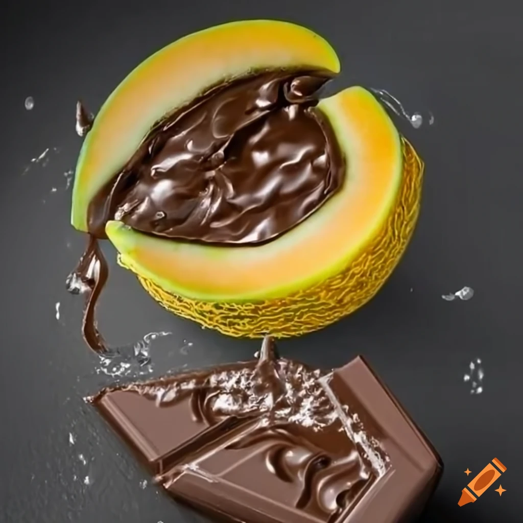 Yellow melon covered in chocolate on Craiyon