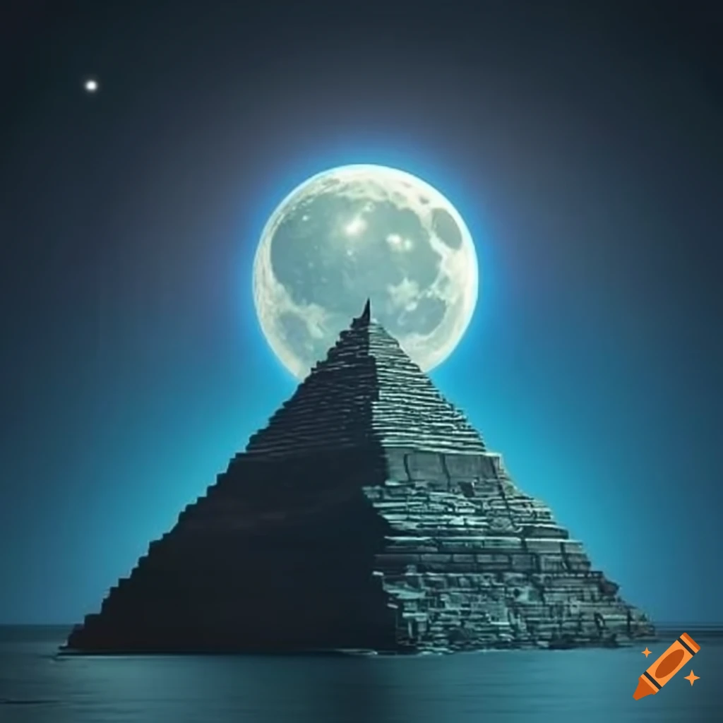 Pyramid under the moon on Craiyon