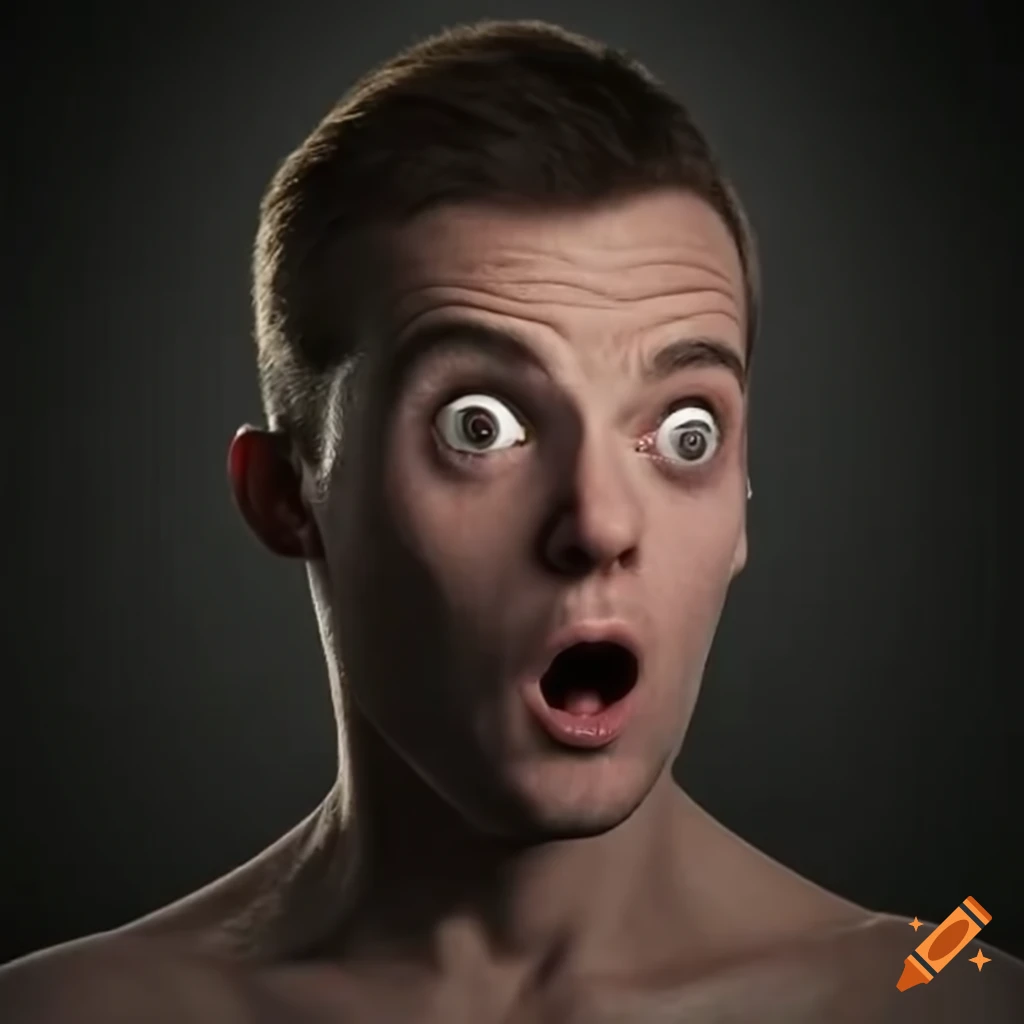 Surprised man on Craiyon