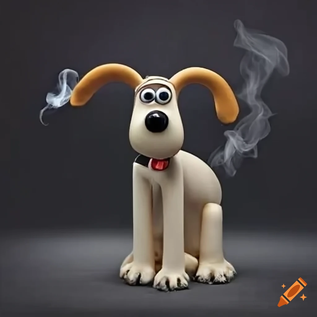 Gromit the dog holding a cigarette on Craiyon