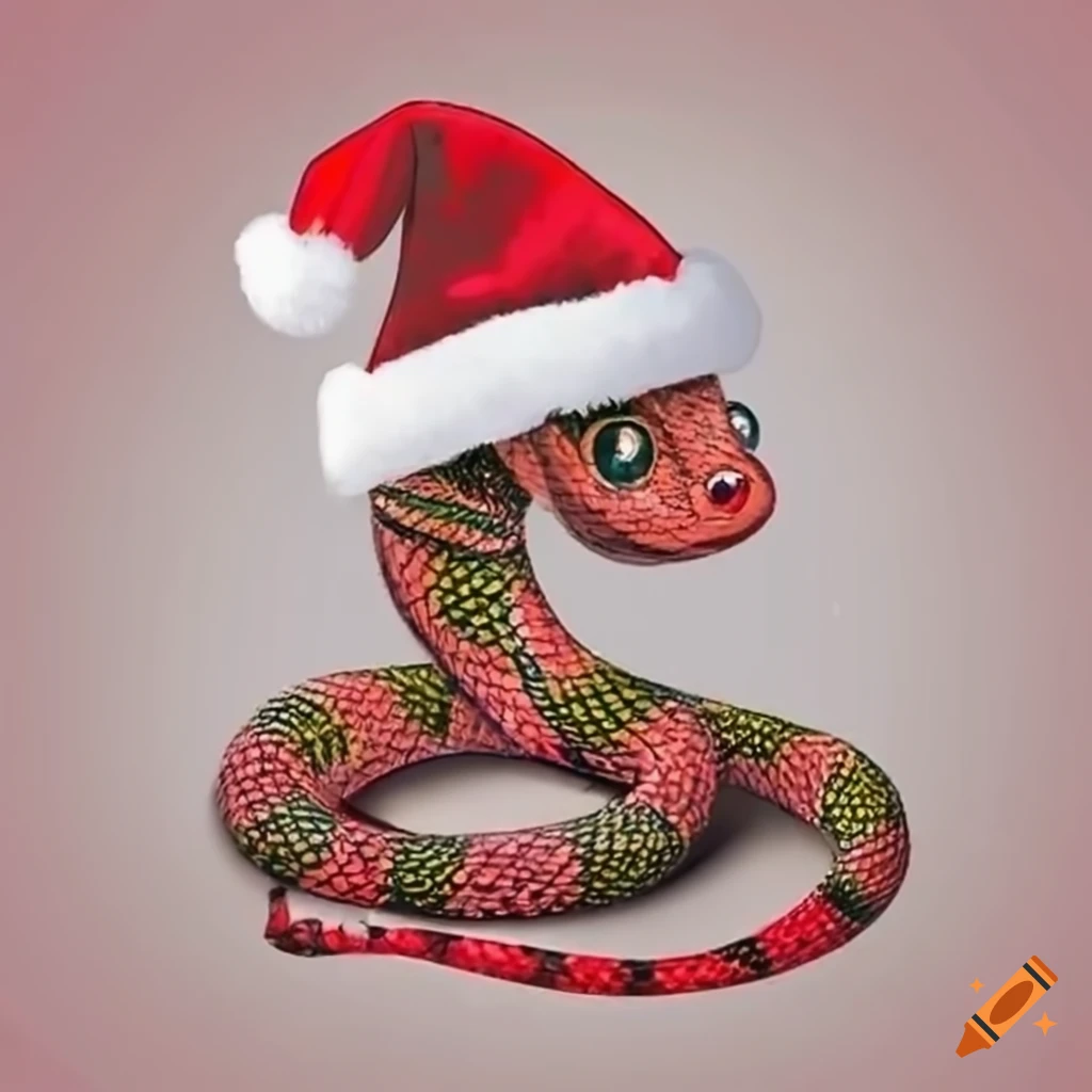 Snake wearing santa hat for christmas card on Craiyon