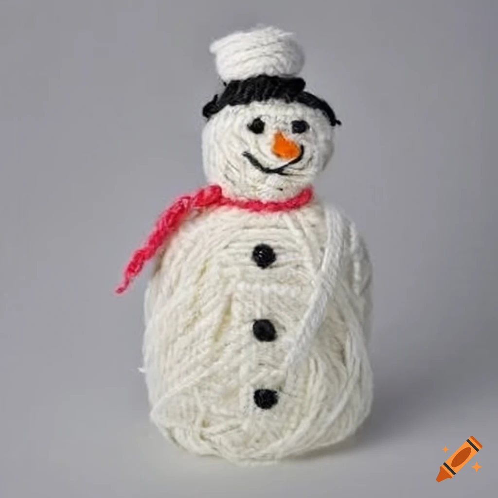 Snowmen made of white yarn on Craiyon