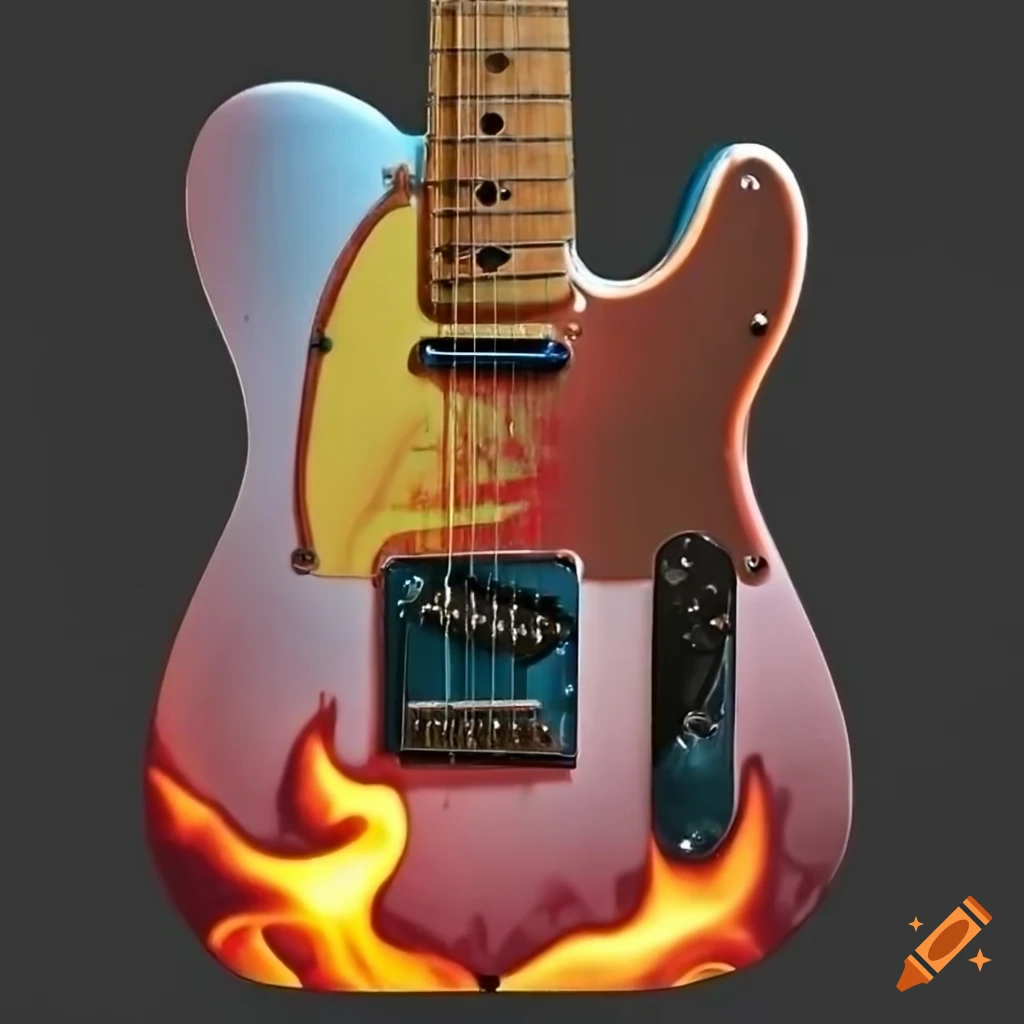 Flame paint job on a telecaster guitar on Craiyon